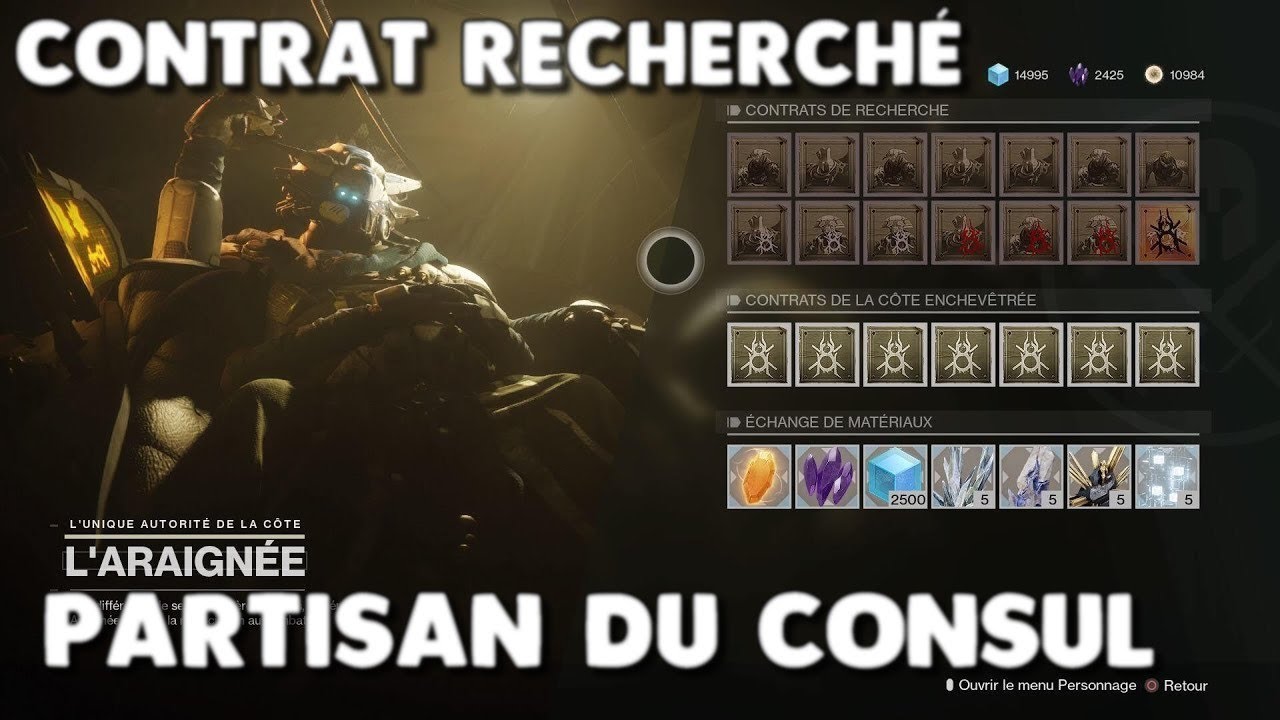 [DESTINY 2] L'ARAIGNÉE CONTRAT RECHERCHÉ : PARTISAN DU CONSUL (PS4 PRO ...