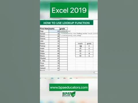 How to use look up function in excel 2019 | BPA Educators | Excel 2019 - YouTube