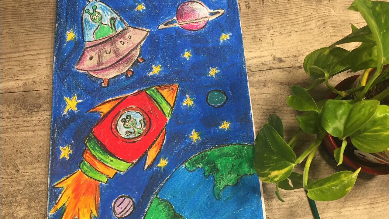 How to draw alien in the spaceship - YouTube