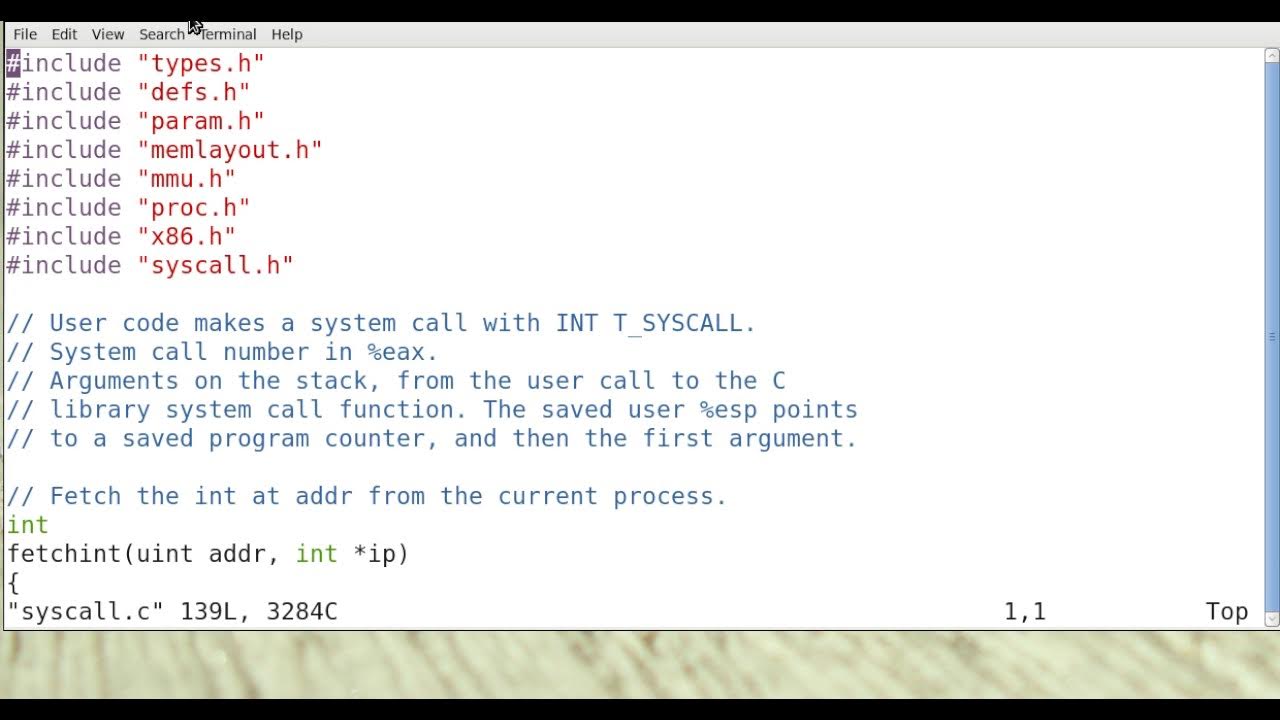 xv6 -- Adding a system call - YouTube