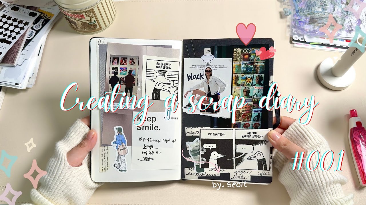 #001 Creating a scrap diary | #다꾸 #scrapbooking - YouTube