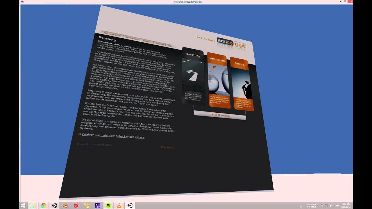 [Unity3D] Awesomium on custom objects - YouTube