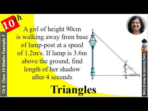 A girl of height 90 cm is walking away from the base of a lamp-post ...