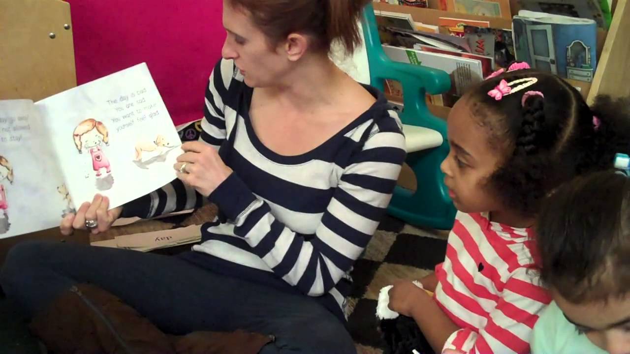 Demonstration of "finger-pointing" to teach concept of words in text ...