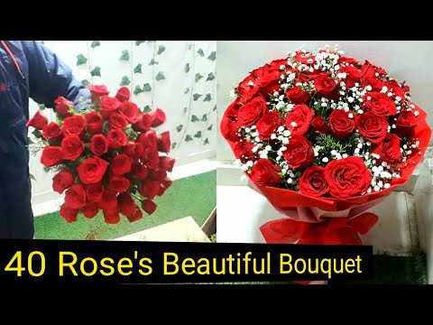 40 Rose's beautiful bouquet making | rose's guldasta | rose bouquet for ...