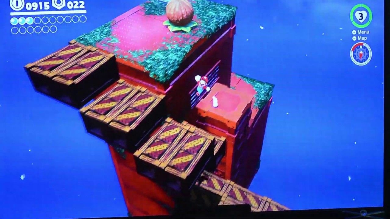 Playing Super Mario Odyssey Wooded Kingdom: Flower Thieves of Sky ...
