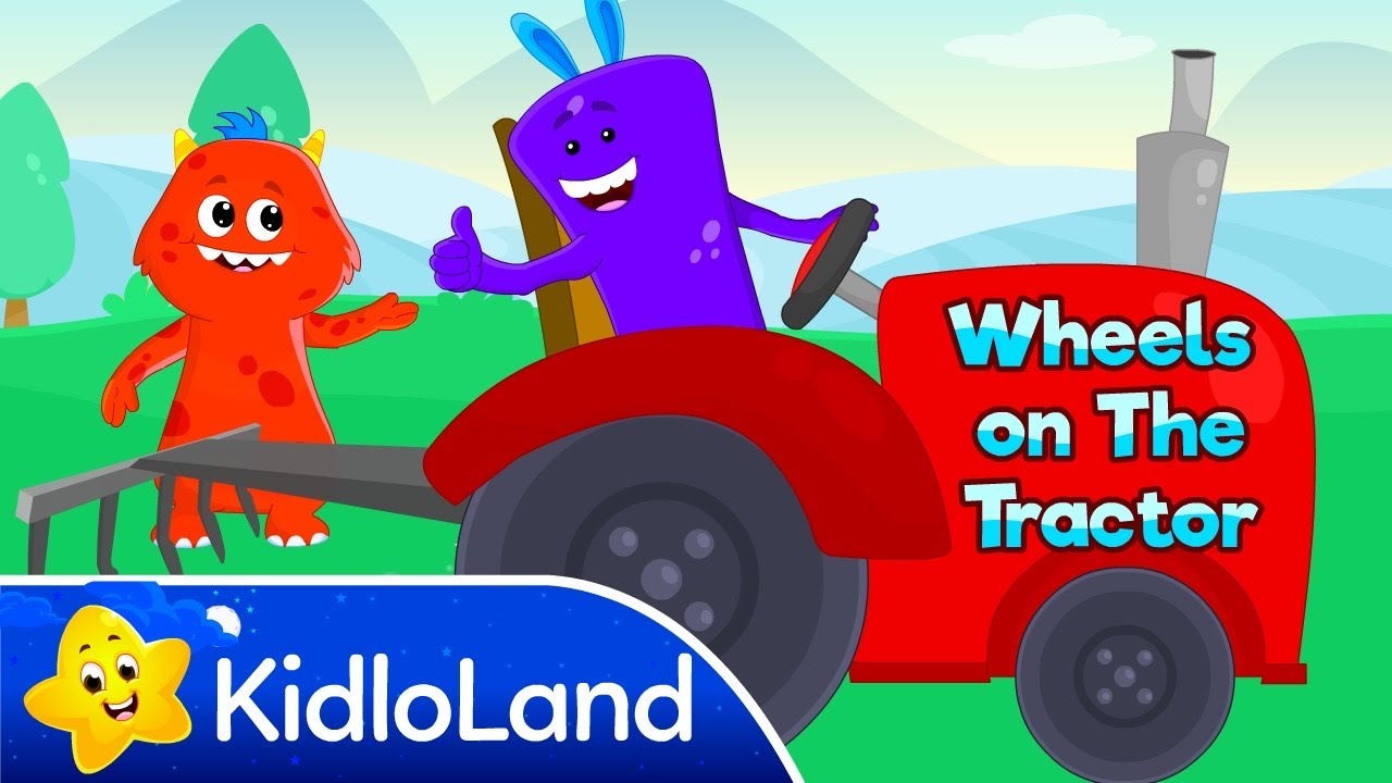 Wheels on The Tractor | Nursery Rhymes Kids Songs | Chomping Monsters ...