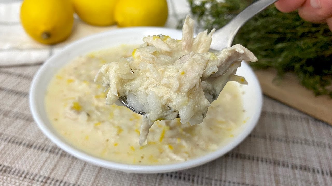 Avgolemono, Sopa Griega con pollo, limón y arroz - YouTube