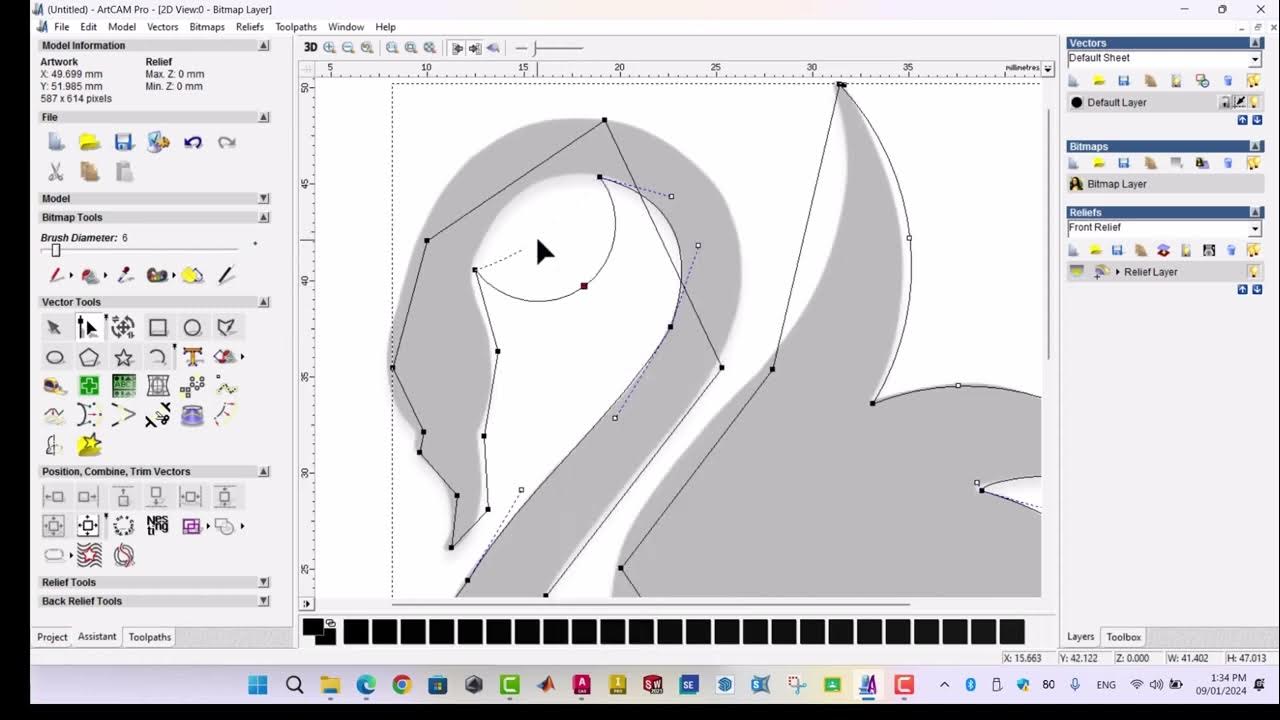 ArtCAM video 20 How to draw profile and convert Bitmap to vectors - YouTube