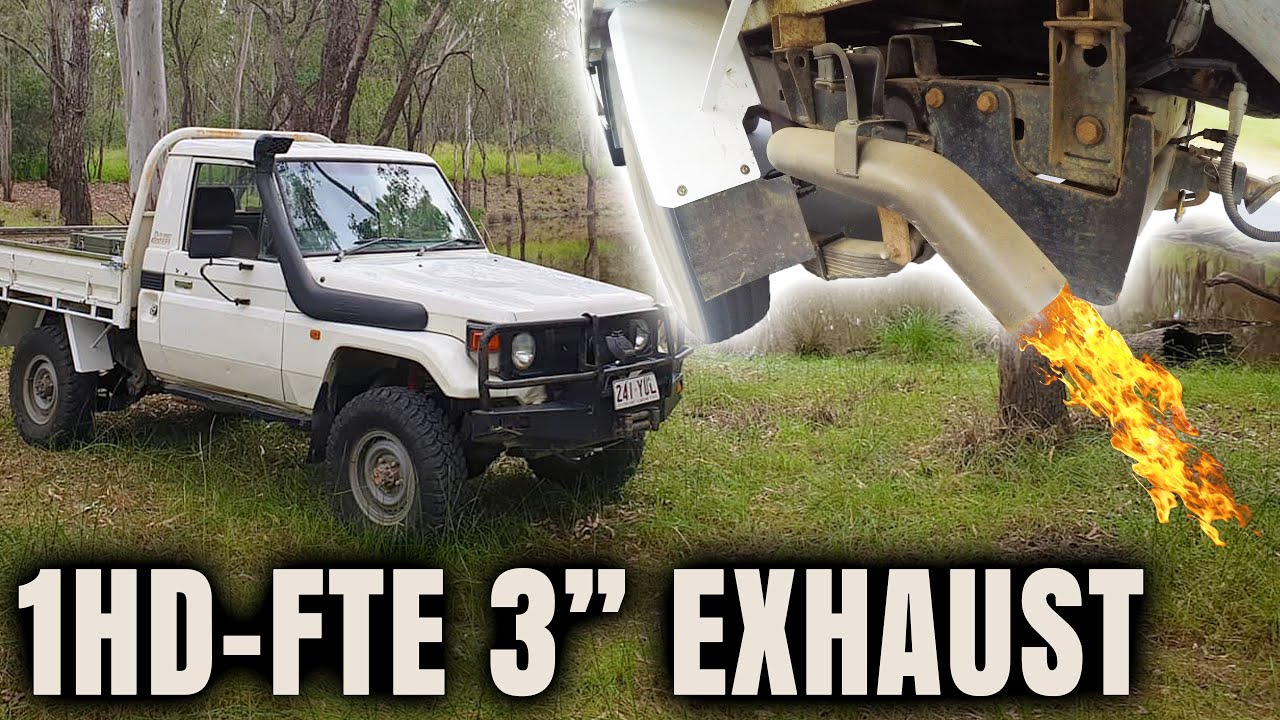 Toyota 79 1HD-FTE 3 Inch Exhaust Install + Sound - YouTube