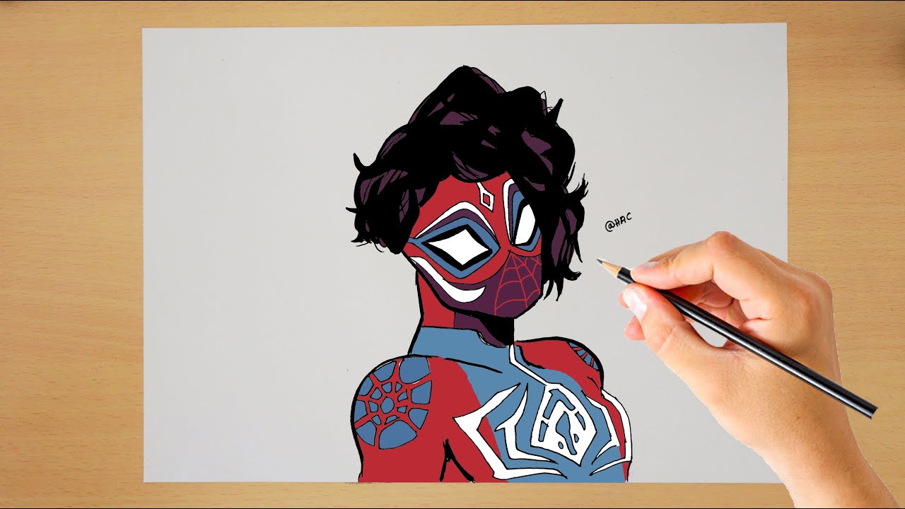 How to draw Pavitr Prabhakar Spiderman || Step by step || Spider-Man ...