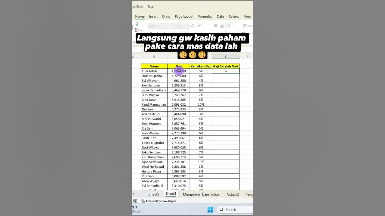 Excel Exceltips Exceltricks Spreadsheets Workhacks Folkative Dagelan Belajarexcel