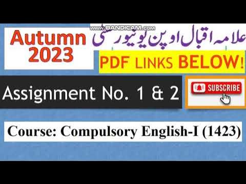 AIOU Code 1423 Solved Assignment No.1 and 2 Autumn 2023 - YouTube