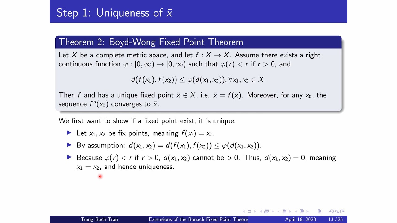 The Boyd-Wong Fixed Point Theorem - YouTube