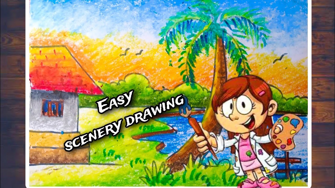 Village River Scenery Drawing 😍😍 Sundor Gramer drisso sohoje ongkon💚💚 ...