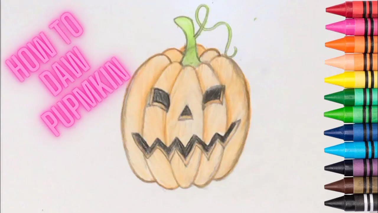 how to draw Halloween Pumpkin easy and step by step , kids drawing easy ...