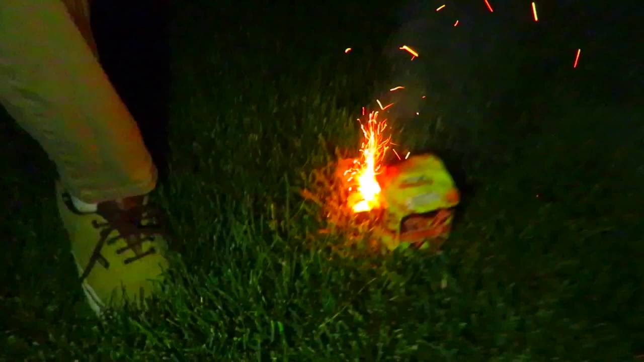 Firework Fail (Why NOT to put aerial fireworks on GRASS...) - YouTube