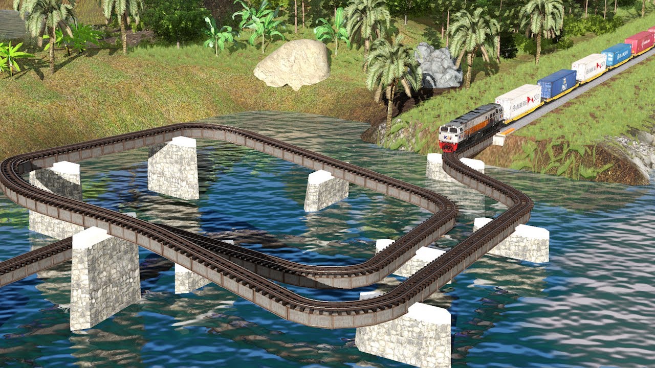 Kereta Api Berjalan Rel Jembatan Melingkar | Railroad Running Rails ...