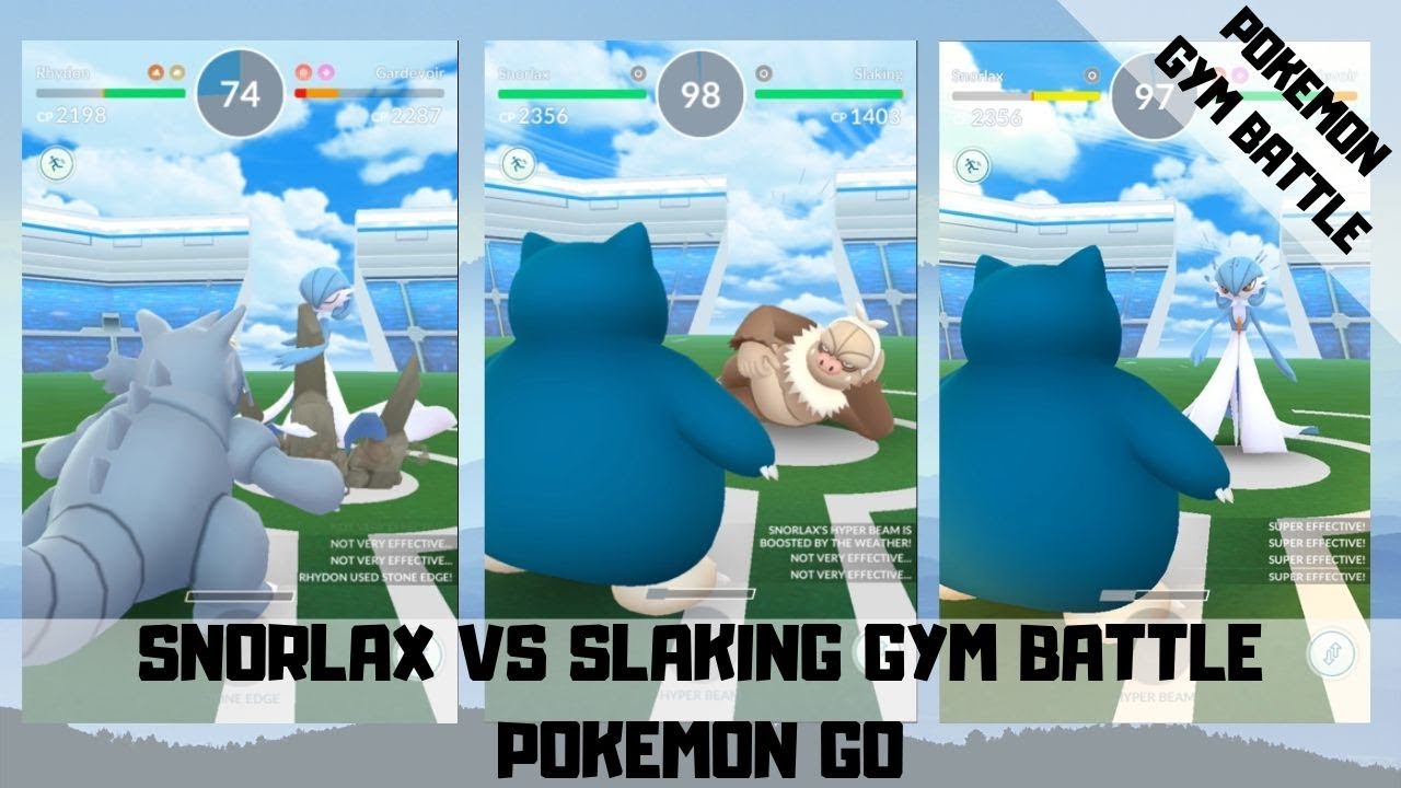 SNORLAX VS SLAKING & SHINY GARDEVOIR GYM BATTLE | POKEMON GO - YouTube
