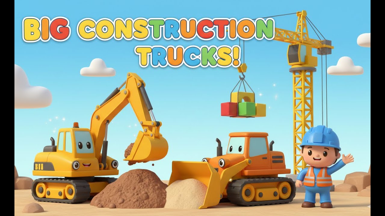 Construction Vehicles Song 🚧🚜🏗️ | Excavator, Bulldozer, Crane | Kids ...
