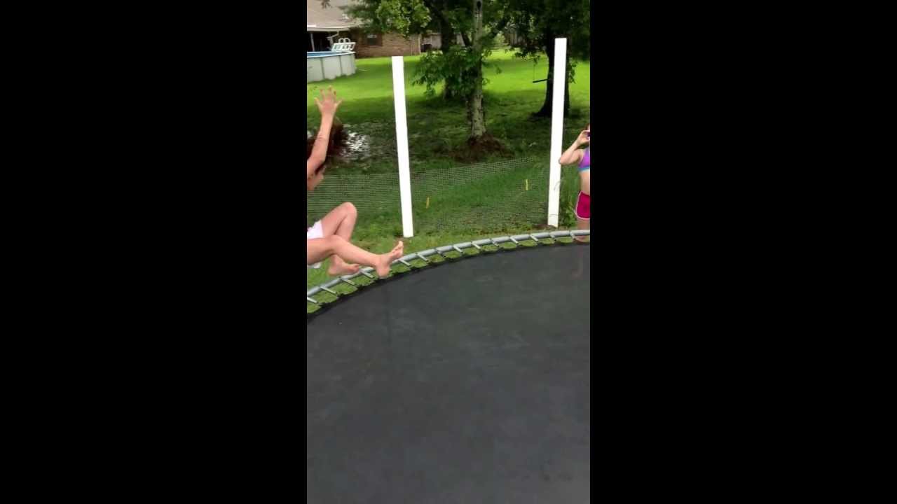 she fell off the trampoline !! - YouTube
