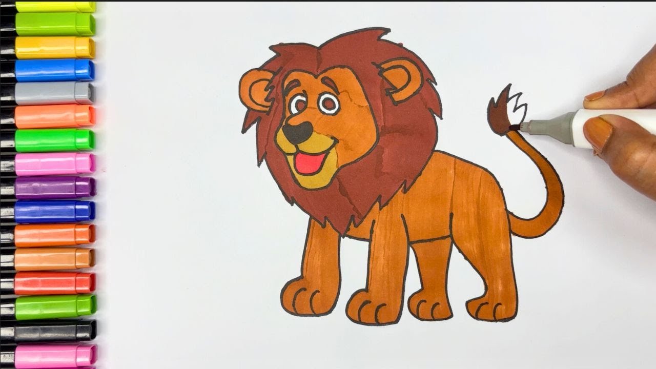Easy Lion 🦁 Drawing and Coloring Tutorial | Lion King | Step-by-Step ...