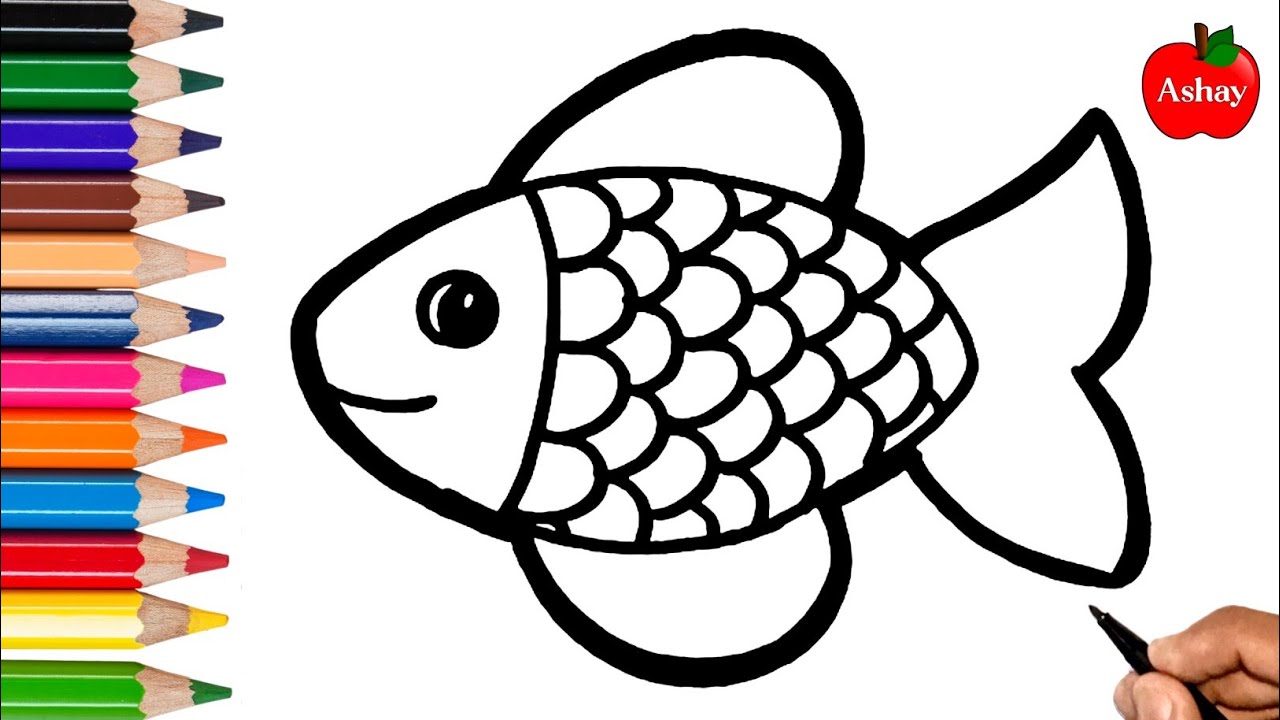 How to Draw a Fish - Drawing and Coloring for Kids, Toddlers | Ashay ...