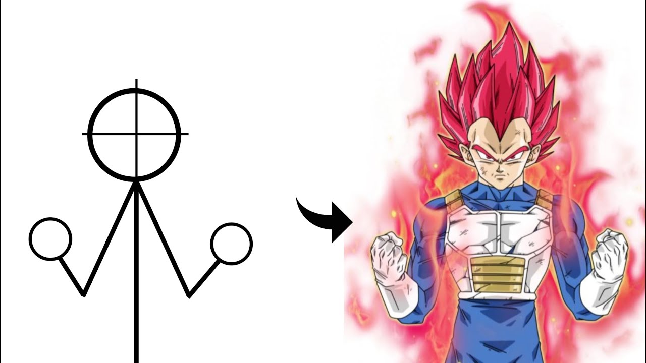 HOW TO DRAW GOD VEGETA BY STICKMAN||EASY IDEAS FOR BIGINNER'S - YouTube