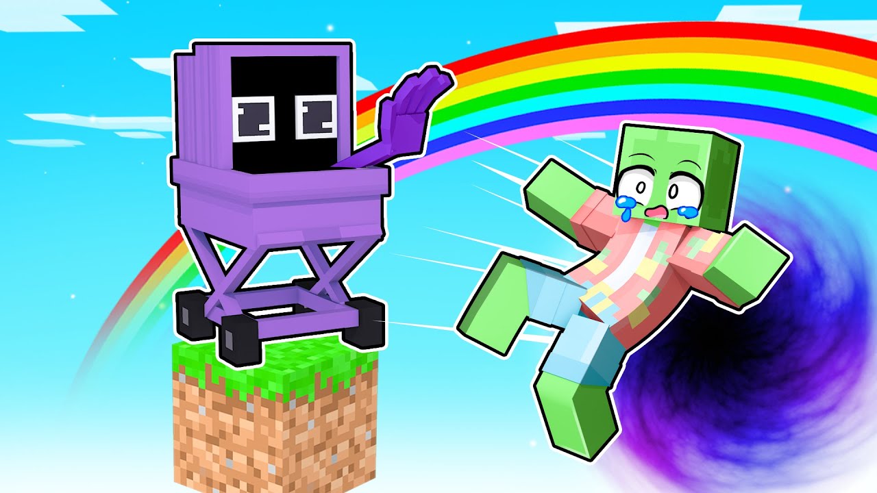 One Block SKYBLOCK with BABY PURPLE Rainbow Friends in Minecraft! - YouTube