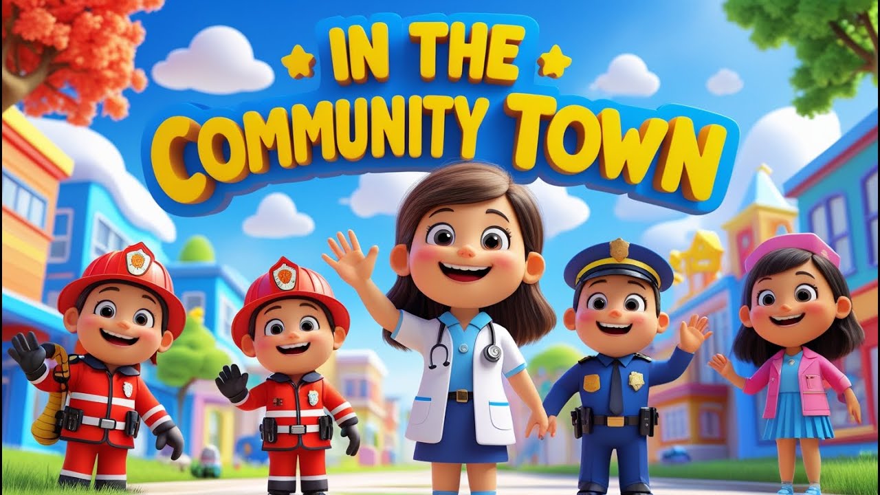 🎵 Community Helpers Song for Kids 🚒👩‍⚕️ | In the Community Town 🏙️ ...