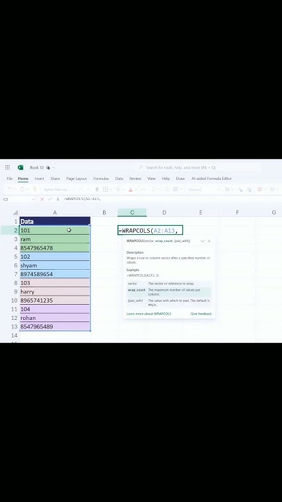 Excel New Function Wrapcols👈excel Exceltips Exceltricks Office365 Youtube