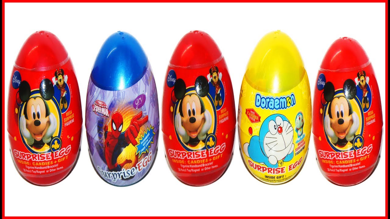 Egg Surprises | 3 Mickey Mouse Eggs Spider Man Egg And Doraemon Egg ...