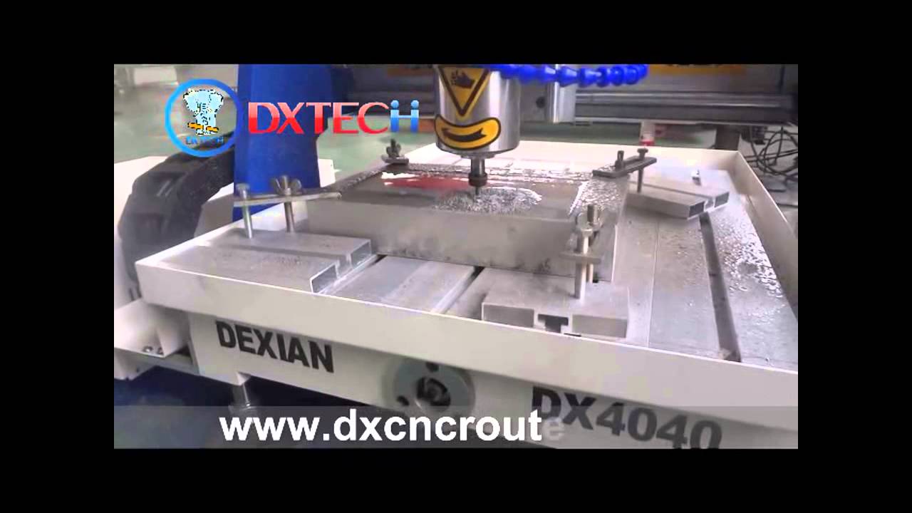 Dexian Mini desk CNC Router working on AluminiumModel DX 4040) - YouTube