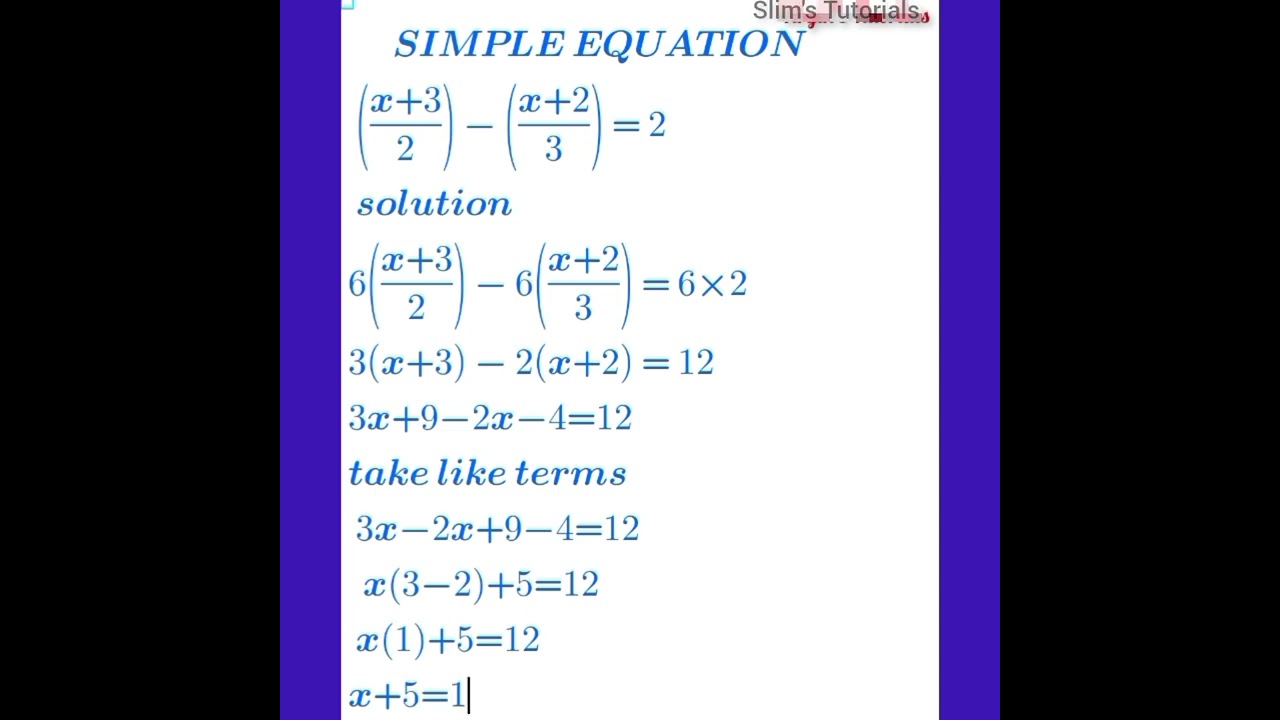 Simple Equation YouTube Simple Equation YouTube