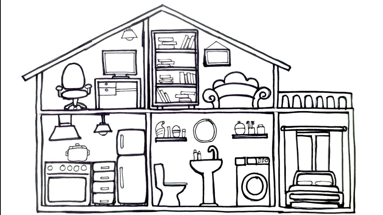 Cute baby House Drawing Coloring for toddlers & kids #coloringforkids ...