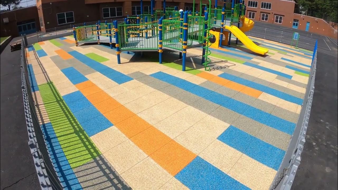 UNITY Surfacing = School Playground using Multiple Color TPV Top tiles - YouTube