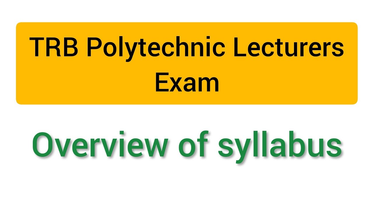 Trb Polytechnic Ece Overview Of Syllabus Youtube