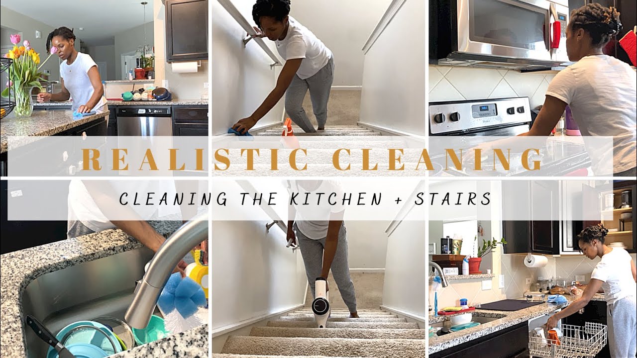 *NEW | REALISTIC CLEANING MOTIVATION | Cleaning the Kitchen + Stairs ...