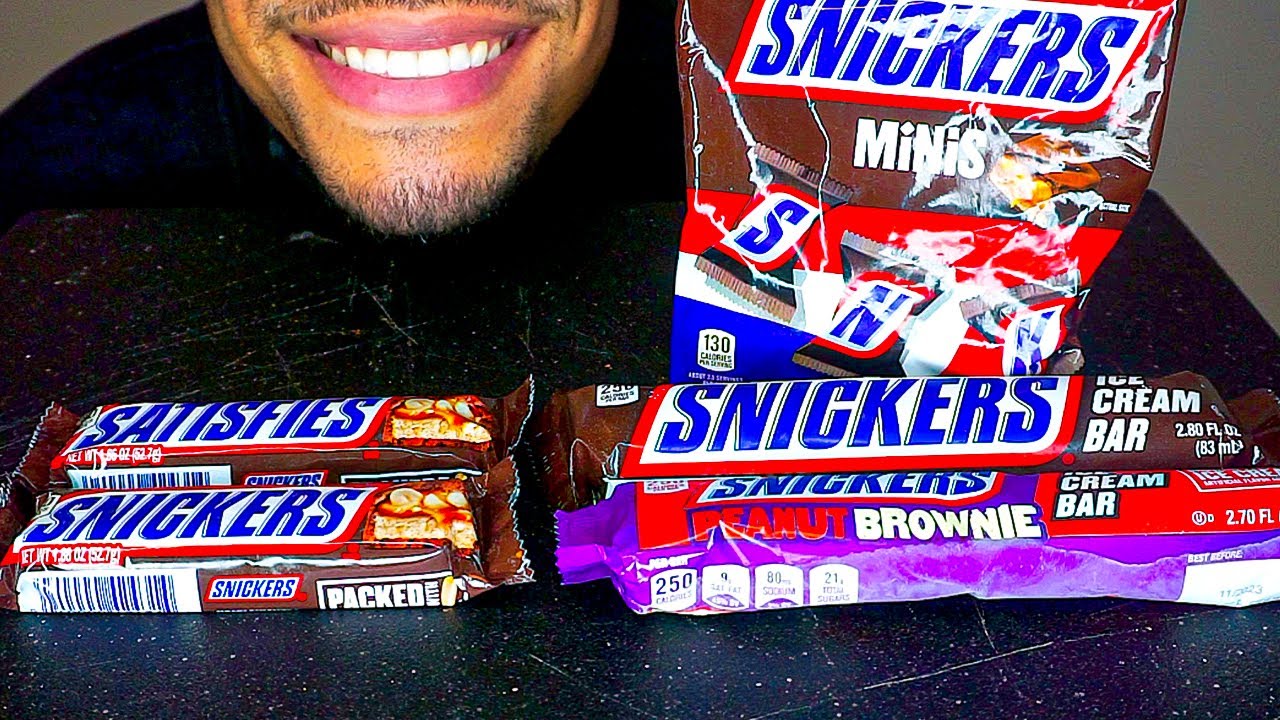 ASMR SNICKERS BARS MUKBANG ICE CREAM CHOCOLATE EATING NO TALKING CANDY ...