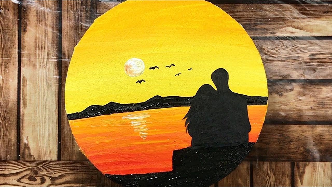 Sunset Love: Step-by-Step Couple Painting Tutorial - YouTube