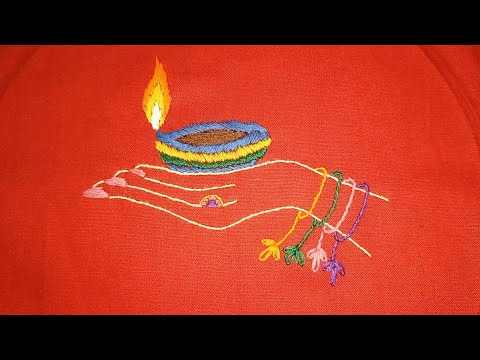 🪔 Prodip Design Hand Embroidery | Diya Design Hand Embroidery | Amezing ...
