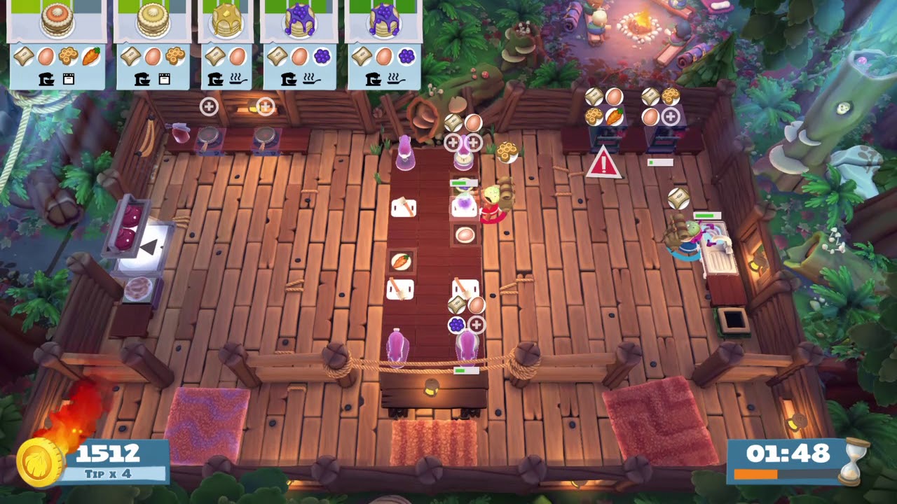 Overcooked 2 - Campfire Cook Off Lvl 3-1 - 2 players - Score: 2964 ...