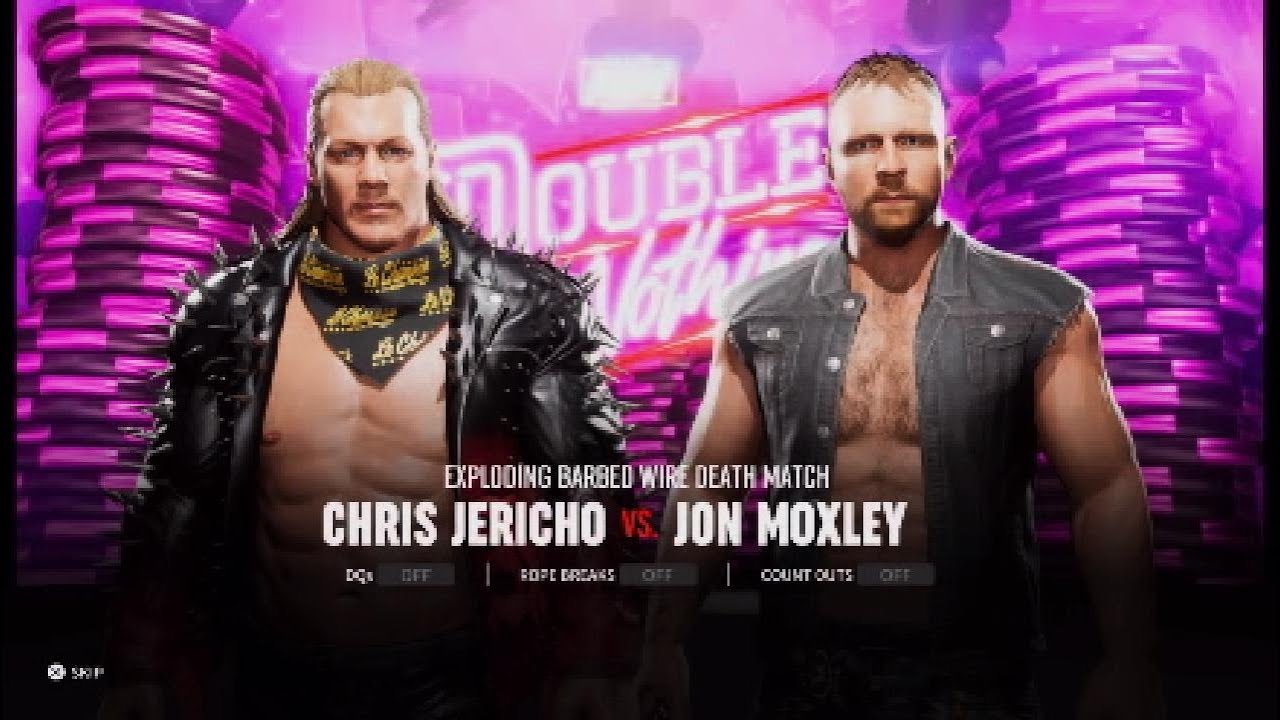 AEW Fight Forever | Chris Jericho vs Jon Moxley | Exploding Barbed Wire Death Match - YouTube