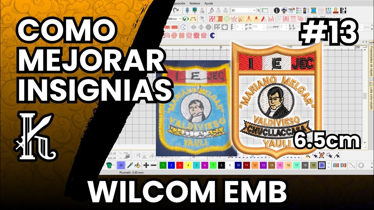Como diseñar y mejorar una insignia en Wilcom - Medida de 6.5cm alto ...