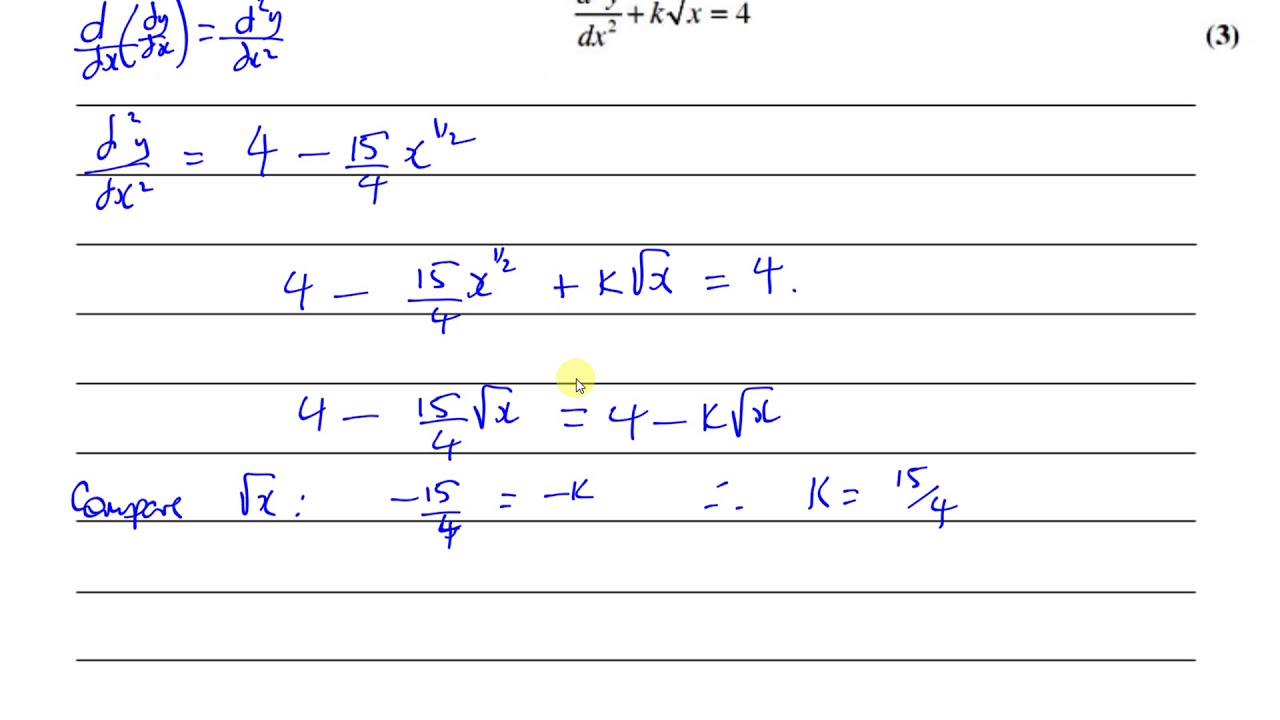 EDEXCEL IAL P1 new Practice Paper B 2018 Q8 Differentiation, Second ...