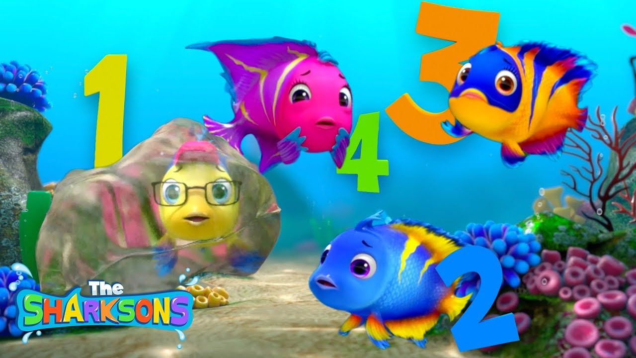 5 Little Fishes SHARKSONS | Nursery Rhymes & Kids Songs! | ABCs and ...