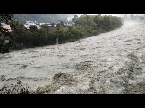 Ravi river on its boom in Himachal's Chamba, Landslides on roads also ...