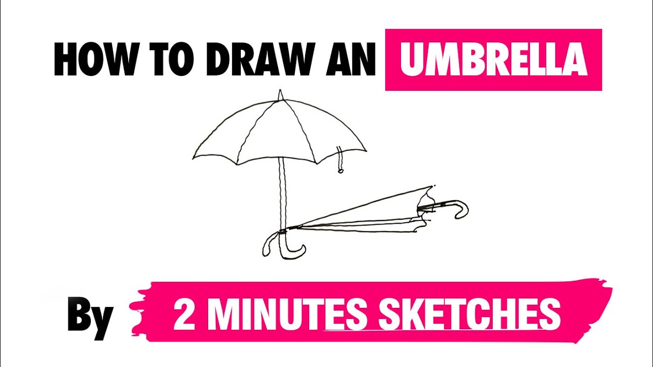 How to draw an Umbrella or Chatri ~ By 2 Minutes Sketches - YouTube
