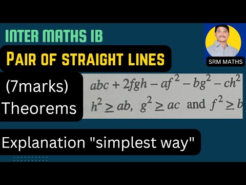 ap inter maths 1b pair of straight lines 7 marks Theorems SRM MATHS ...