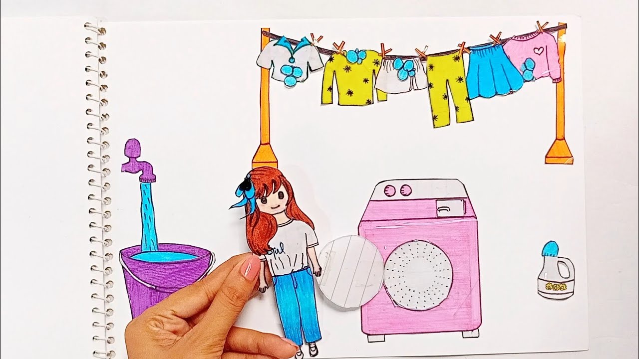 [💰paperdiy💰] Paper Doll | Paper Play | Washing clothes | Music - YouTube